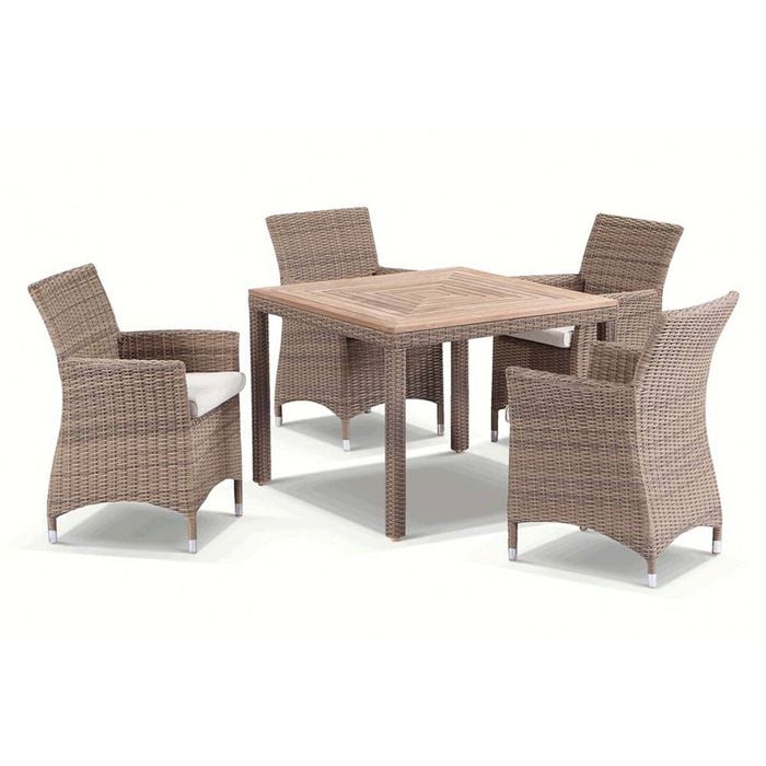 Sahara 4 Seater Outdoor Teak and Wicker Dining Setting 4 Seats ...