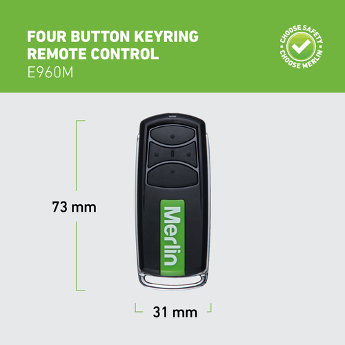 Merlin 4 Button Remote Control Key Ring - For Garage Door Opener ...