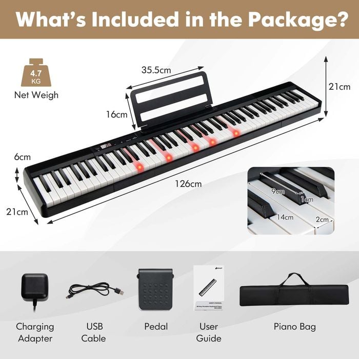 Costway 88-Key Lighted Electronic Piano Keyboard Electric Digital Piano ...