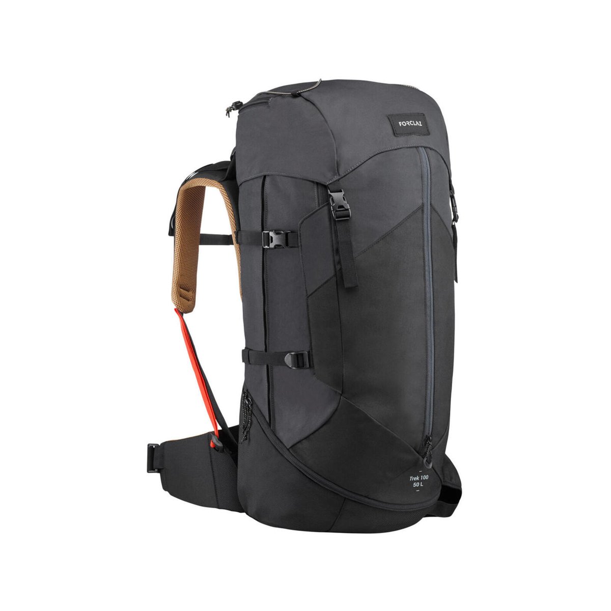 Mountain Trekking Rucksack 50L - Trek 100 Easyfit - Carbon Grey ...