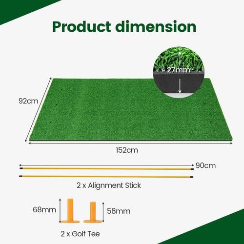 Costway Golf Hitting Mat Artificial Turf Grass Pad w/2 Tees & 2 ...
