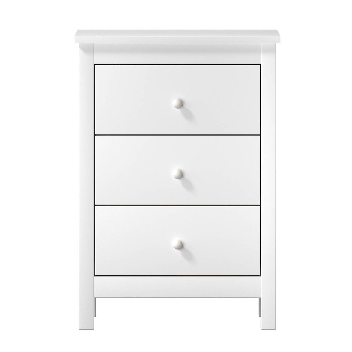 Oikiture Bedside Table 3 Drawers Hamptons Furniture Storage Unit White ...