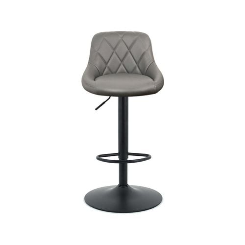 Arco Kitchen Gas lift Bar Stool (Set of 2) - Grey PU Leather Black Legs ...