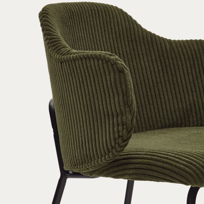 Yunia chair in green wide seam corduroy and steel legs in a painted ...