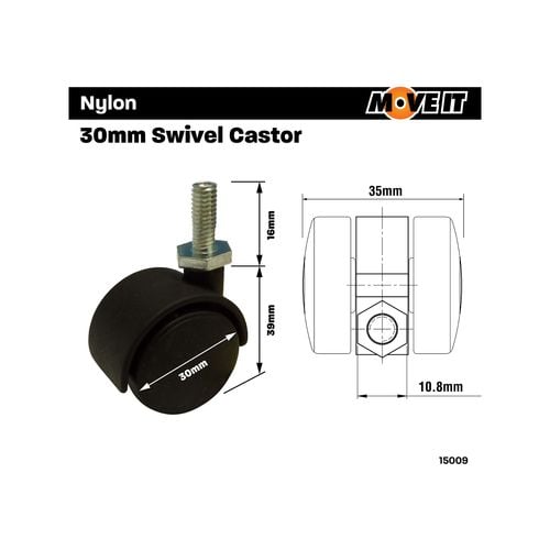 Move It 30mm Hooded Thread Pin Furniture Castor - 2 Pack - Bunnings ...