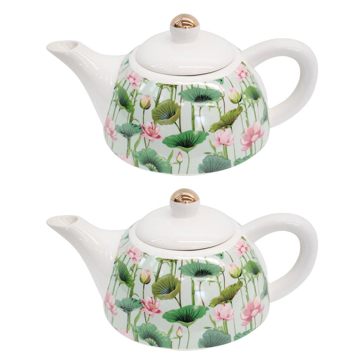 2PK LVD Pink Lily 19.5cm Teapot Porcelain Decorative Tea Brewing Pot ...