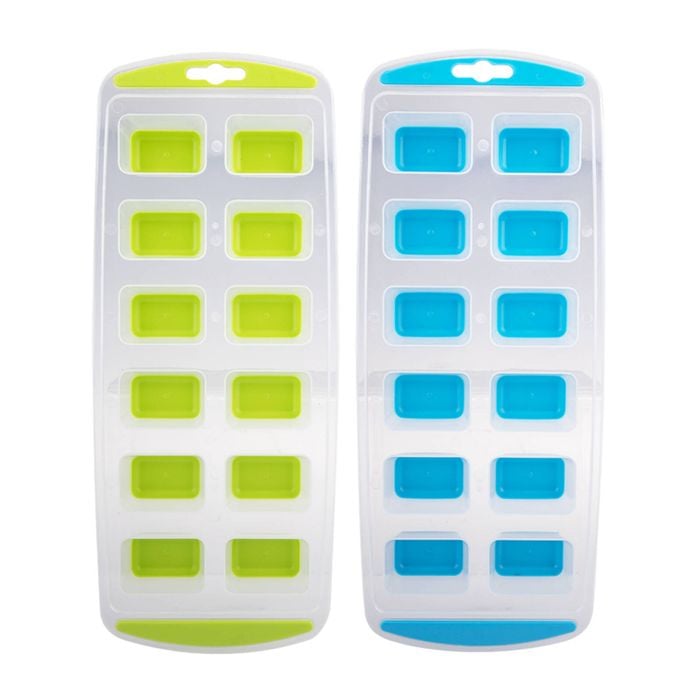 4x 2pc Appetito Easy Release 12 Cube Rectangular Ice Tray Blue/Lime ...