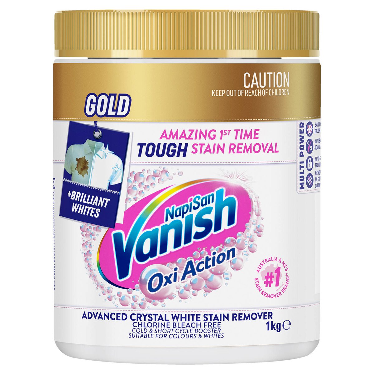 Vanish 1kg White NapiSan Gold Crystal Stain Remover Powder - Bunnings ...