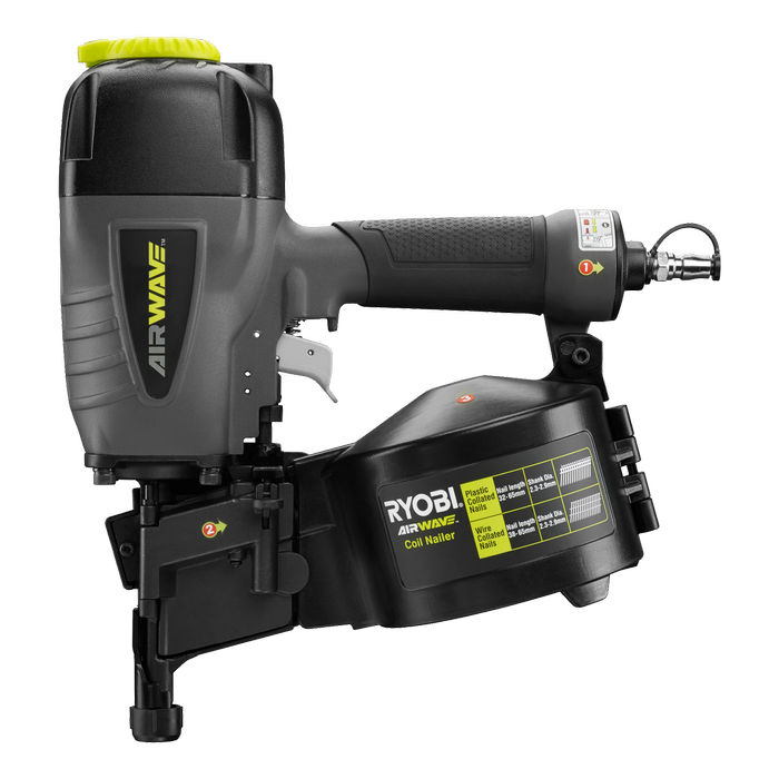 Ryobi Airwave Coil Nailer RA-NC1565-K - Tool Only - Bunnings Australia