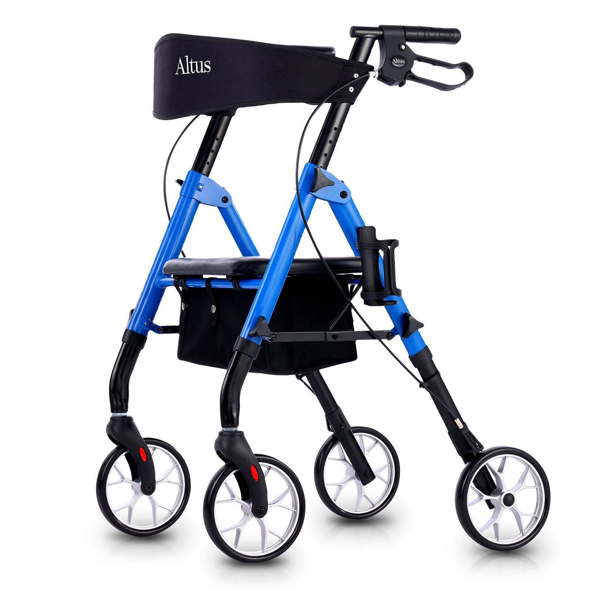 Altus Classic Walker with Seat Rollator Height Adjustable Folding Blue ...