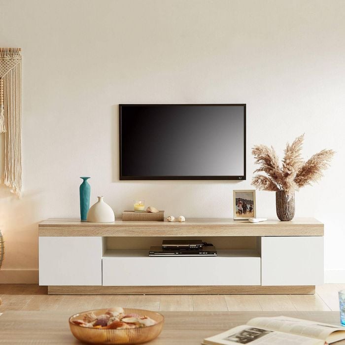 Ashley Coastal White Wooden TV Cabinet Entertainment Unit 180cm ...
