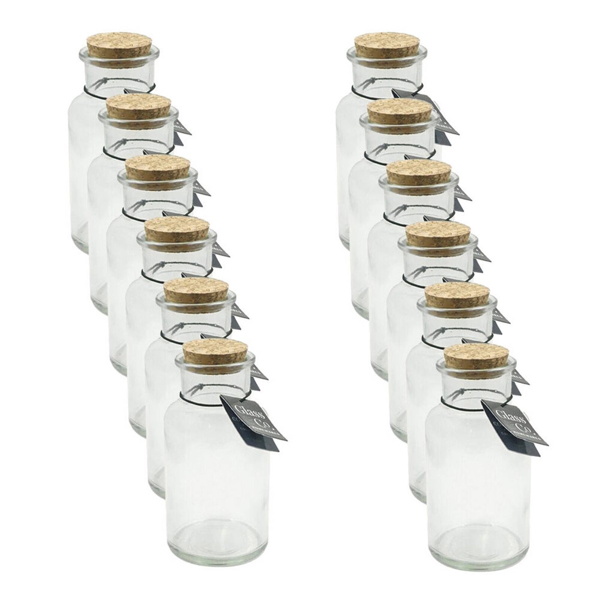 12PK Glass & Co Courtney Push Cork Lid Round Storage Bottle Jar 570ml ...