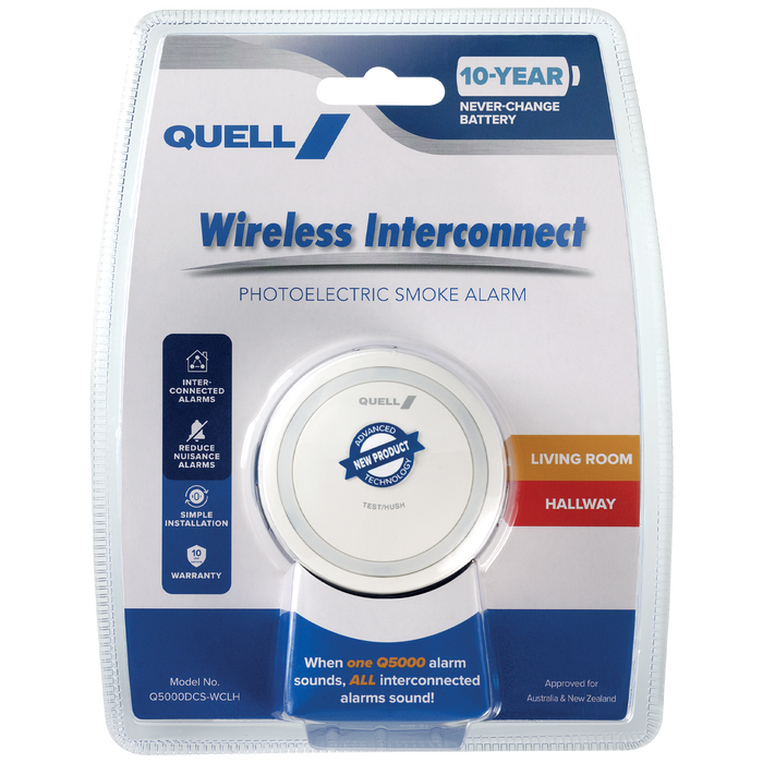 Quell Q5000 Wireless Interconnect Photoelectric Smoke Alarm (Living ...