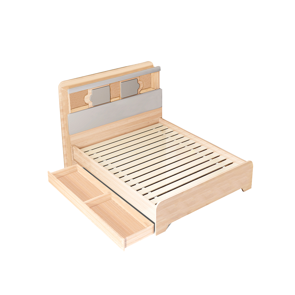 Double drawers for Kiama Bedframe with Book Storage and Led lights Oak ...