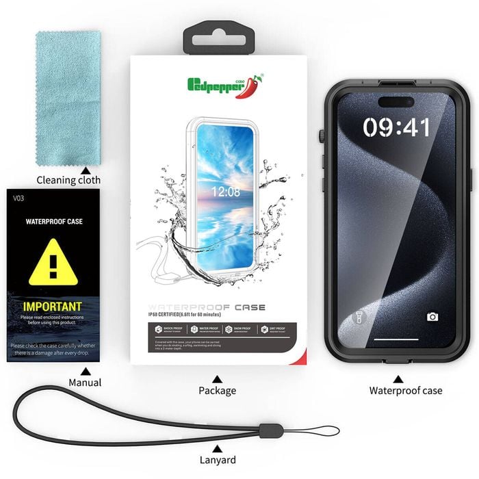 Redpepper Case Life Cover Waterproof Dust ShockProof Case - For Apple iPhone 15 Pro Max ...