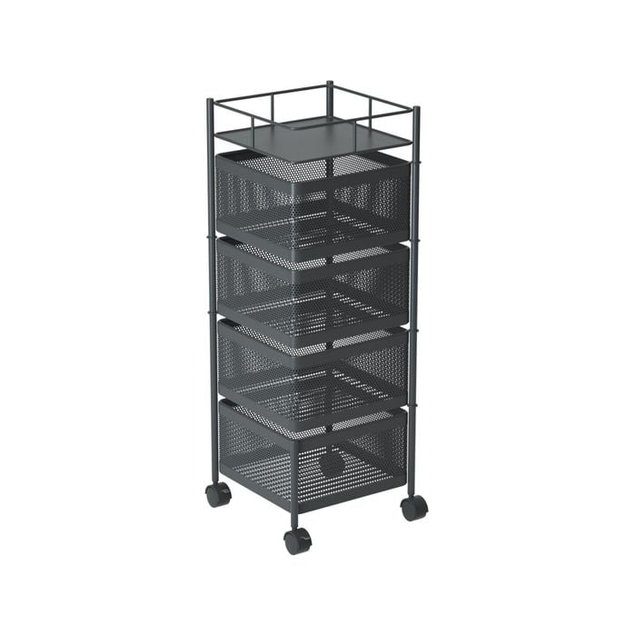 SOGA 4 Tier Steel Square Rotating Cart with Wheels - Bunnings Australia