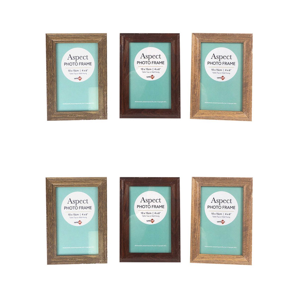 6PK Unigift Aspect 10x15cm MDF/Glass Picture Frame - Assorted ...