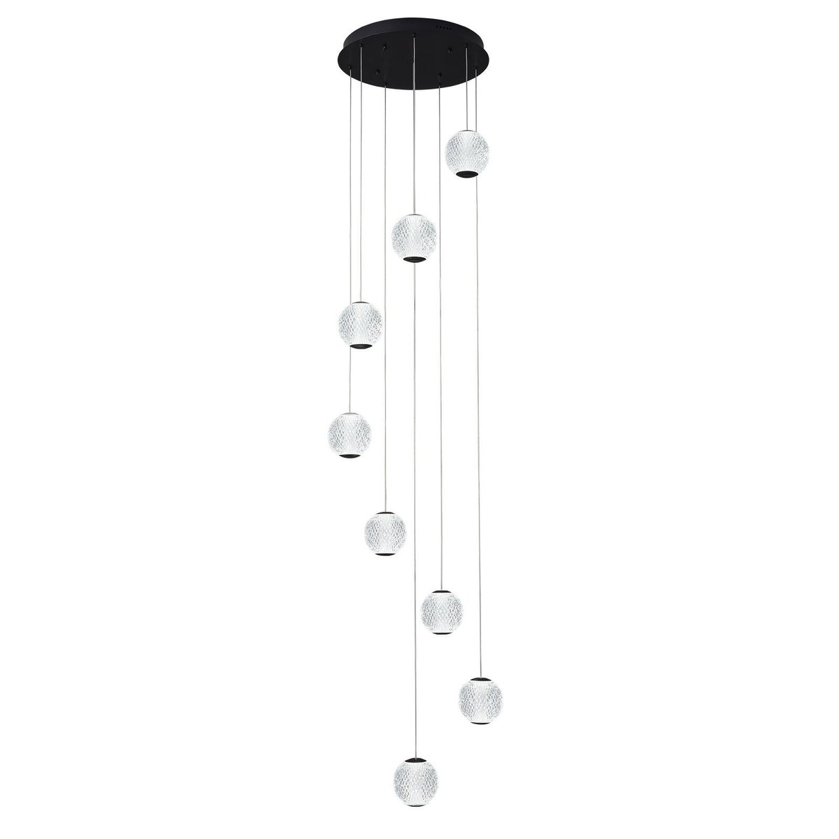 Vencha Langdon 8 Light LED Pendant - Black (5000K) - Bunnings Australia