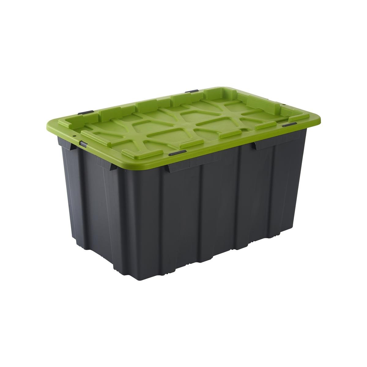 All Set 60L Grey And Green Heavy Duty Storage Container With Flat Lid ...