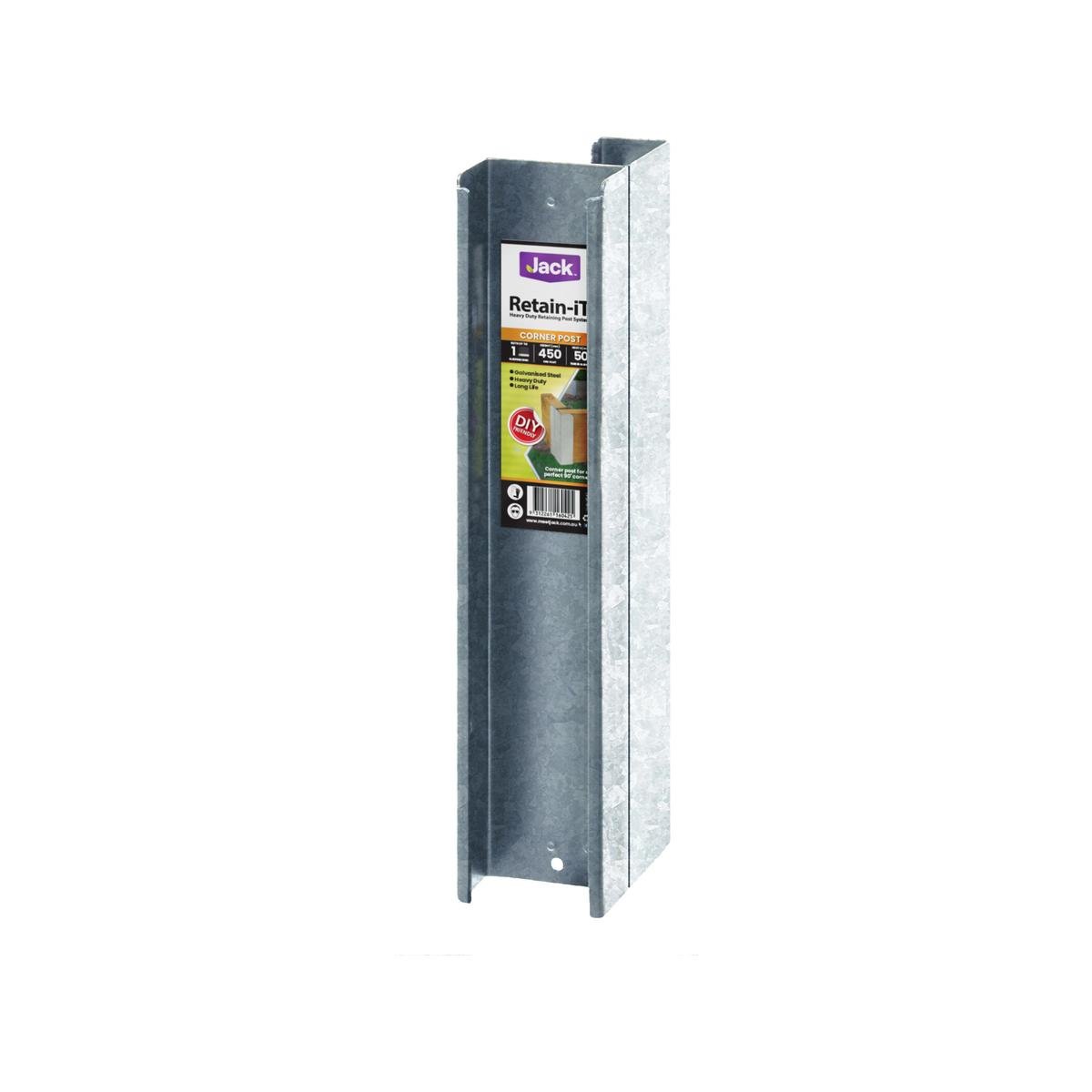 Jack 50 x 450mm Galvanised Steel Retain It Corner Post Upright Sleeper ...