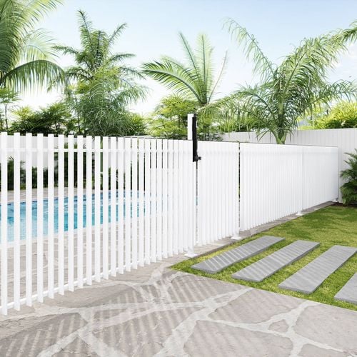 ProtectorAl 2400 x 1200mm Pearl White Aluminium Radiator Pool Fence ...
