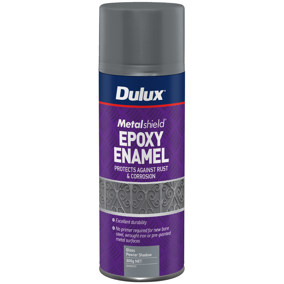 Dulux 300g Metalshield Epoxy Enamel Gloss Spray Paint Pewter Shadow ...