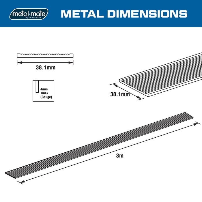 Metal Mate 38.1 x 4mm x 3m Mill Finish Aluminium Fluted Strip ...