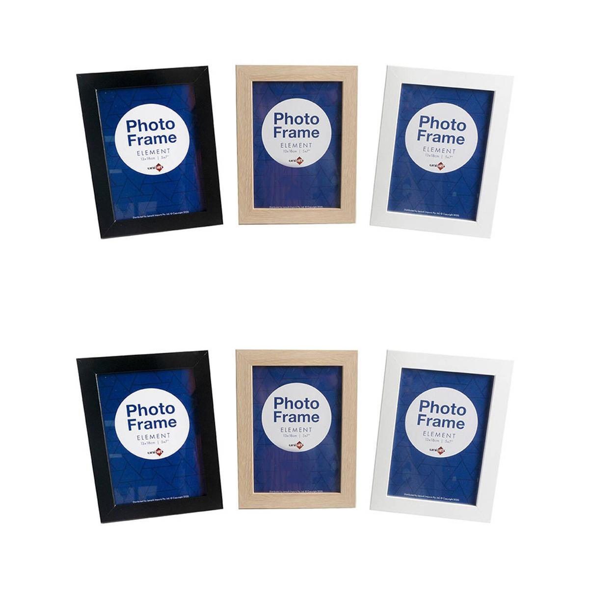 6PK Unigift Element 13x18cm MDF/Glass Picture Frame - Assorted ...