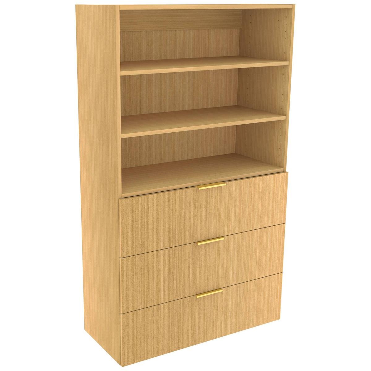 Lugna 1536 x 900 x 380mm Sand 2 Adjustable Shelf 3 Drawer Storage ...