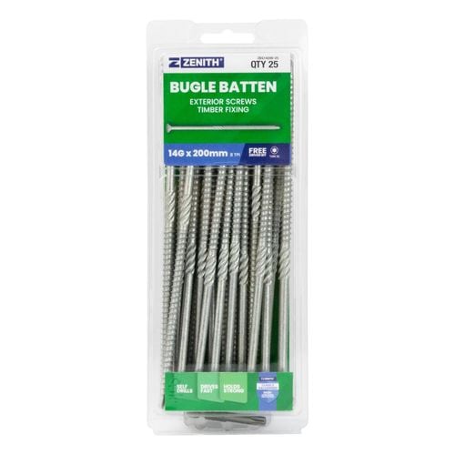 ZENITH 14G - 8 x 200mm Class 3 Galvanised Bugle Batten Screws - 25 Pack ...