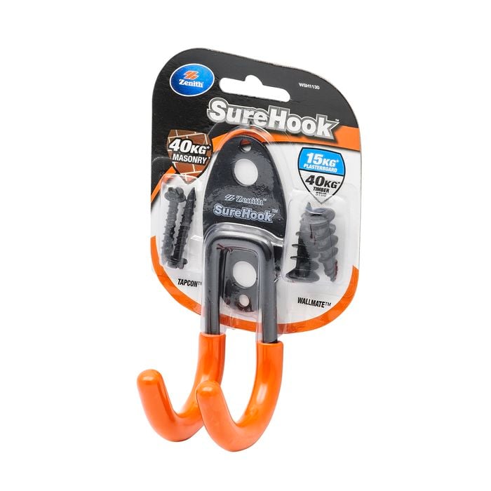 Zenith 15 / 40kg Black SureHook Small Garage J Hook - Bunnings Australia