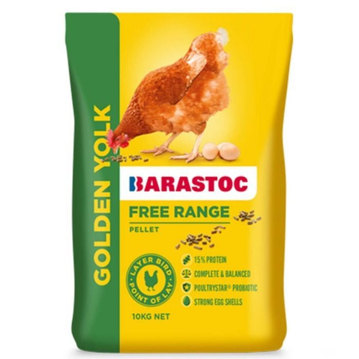 Barastoc Golden Yolk Free Range Feed Pellet for All Breeds of Laying Birds 10kg - Bunnings Australia