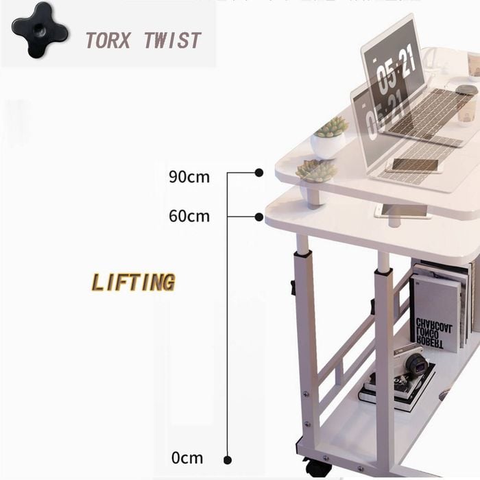 Foret Mobile Computer Bedside Study Desk Storage Stand Adjustable ...