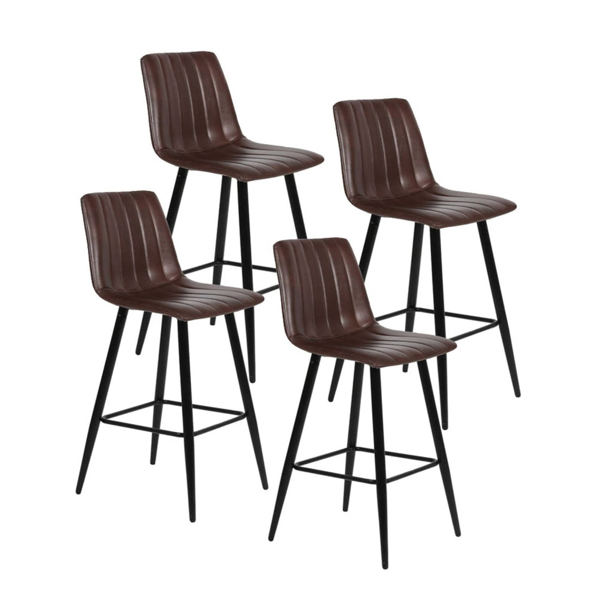 Set Of 4 Molly Faux Leather Kitchen Counter Bar Stool Metal Legs ...
