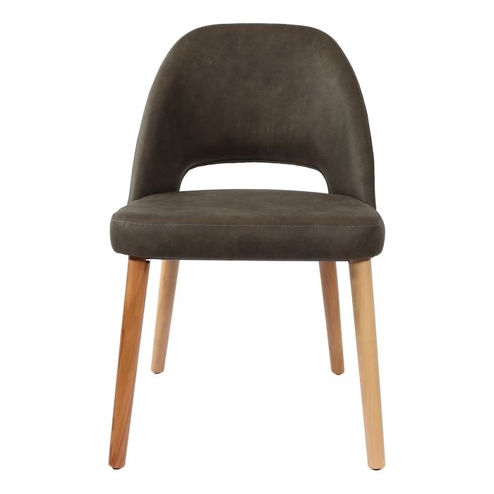 Durafurn Charcoal Fabric Semifreddo Chair with Natural Beech Wood Legs - Bunnings Australia