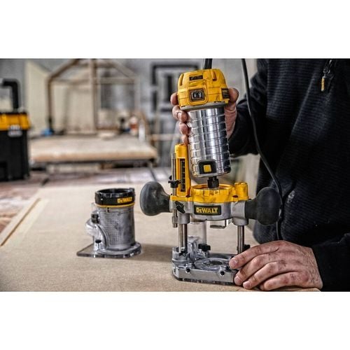 DeWALT 900W 8mm (1/4") Premium Plunge & Fixed Base Combination Router ...