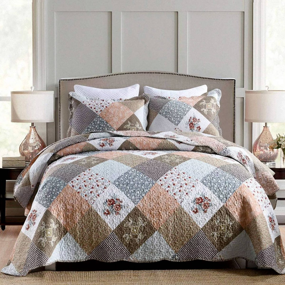 Bloomington Sassari 3 Pce Lightly Quilted Polyester Coverlet Set Queen ...
