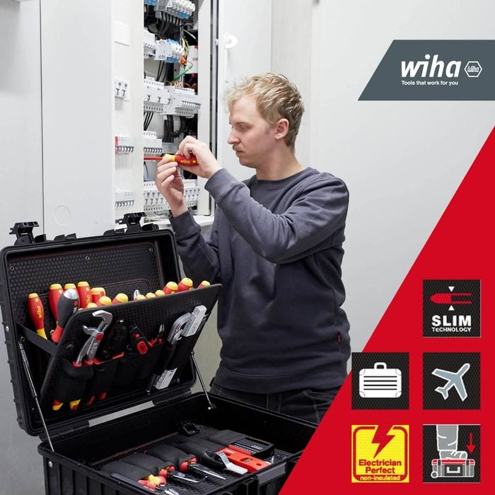 Wiha 80 Piece Electricians Tool Set with Case Including VDE Insulated ...
