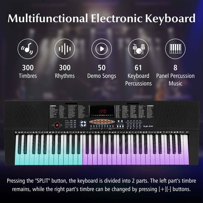 Costway 61-Key Electronic Keyboard Portable Digital Piano w/Music Stand ...