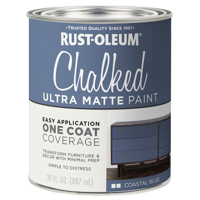 Rust-Oleum 887ml Coastal Blue Ultra Matt Chalked Paint - Bunnings Australia