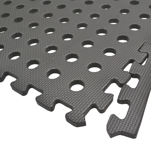 Black 50 x 50cm Interlocking Foam Mat with Holes - 4 Pack - Bunnings ...