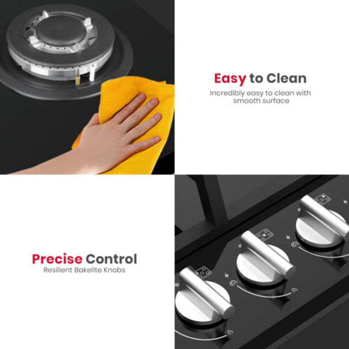 Gasland Chef 90cm Gas Cooktop Black with 5 Burners - Bunnings Australia