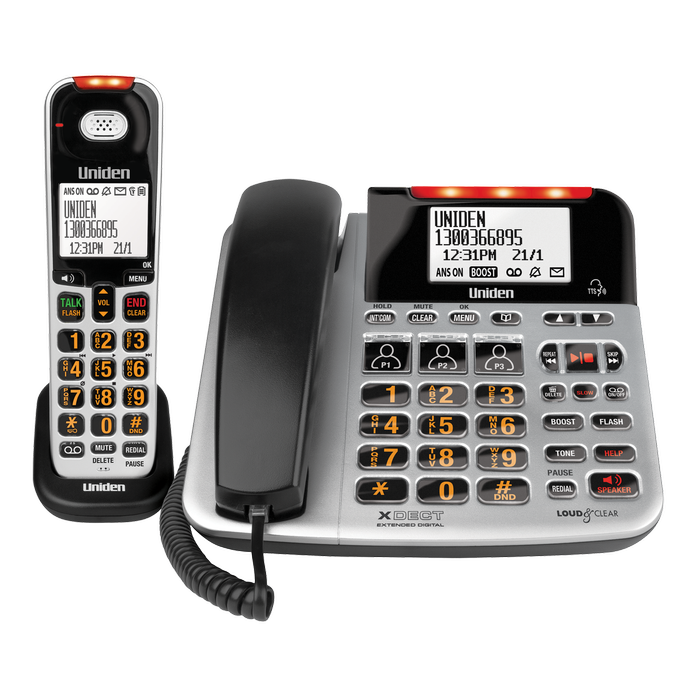 Uniden SSE47 + 1 Sight & Sound Enhanced Corded and Cordless Digital ...