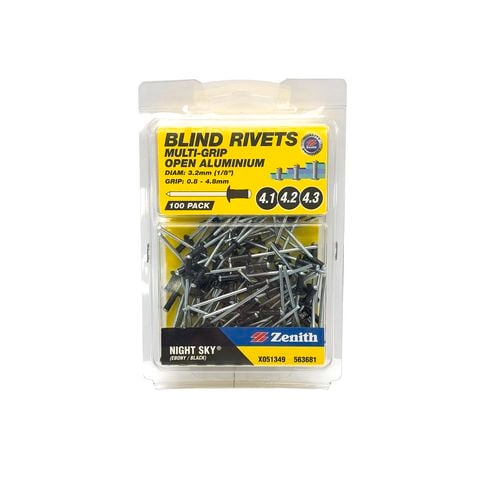 Zenith 4.1-4.3 Black Multi Grip Aluminium Rivets - 100 Pack - Bunnings ...