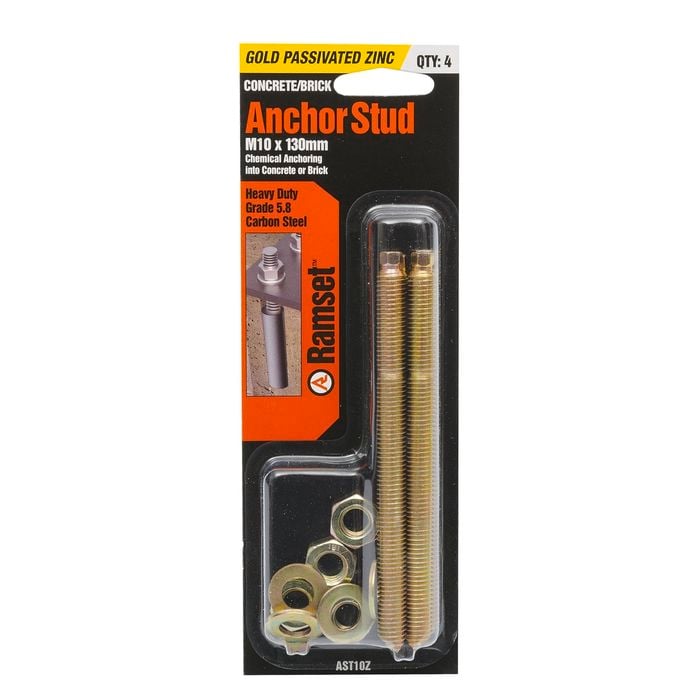 Ramset M10 x 130mm Zinc Plated Anchor Stud - 4 Pack - Bunnings Australia