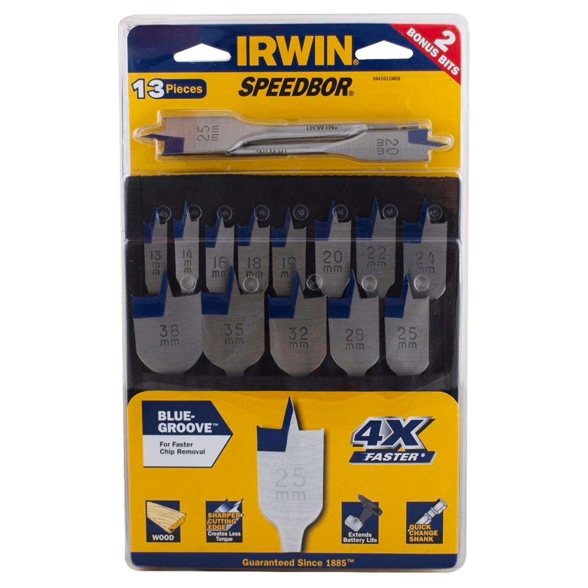 Irwin 13 Piece Spade Bit Set With 2 Bonus Bits T3041011MEB - Bunnings ...
