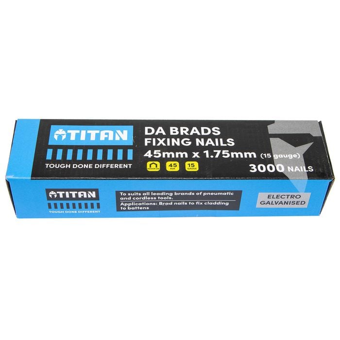 Titan 45x 1.75mm Electro Galvanised 34 Angled Collated Nail DA Brads ...
