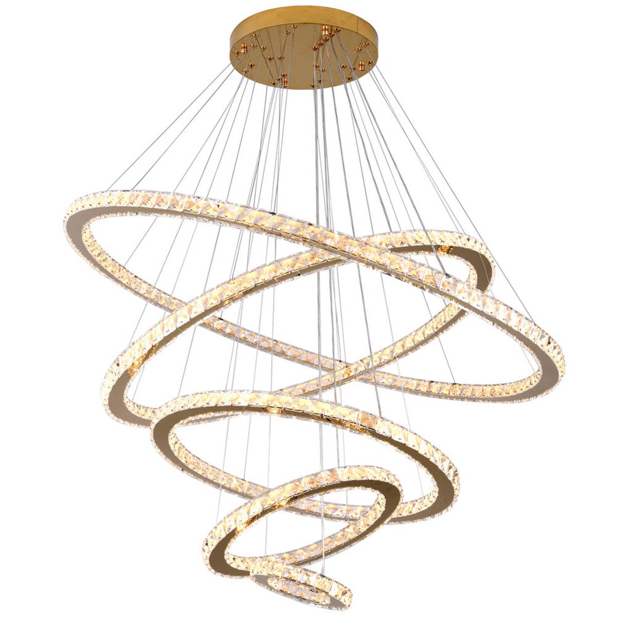 Eli & Co. Lighting Maria 5-Ring Crystal Chandelier – Dimmable Gold ...