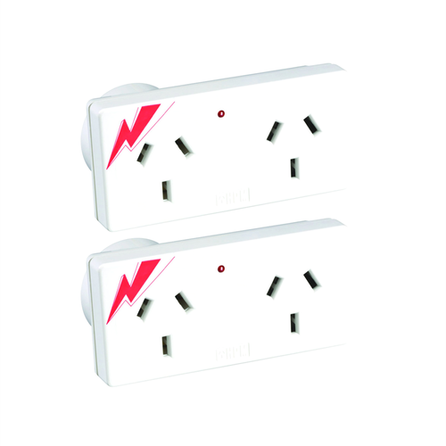 HPM Surge Protected Double Adaptor - 2 Pack - Bunnings Australia