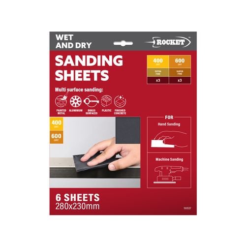 Rocket 400/600 Wet Dry Sanding Sheets - 6 Pack - Bunnings Australia